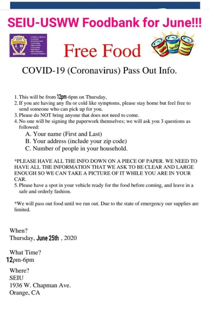 Disney Food Bank - SEIU-USWW